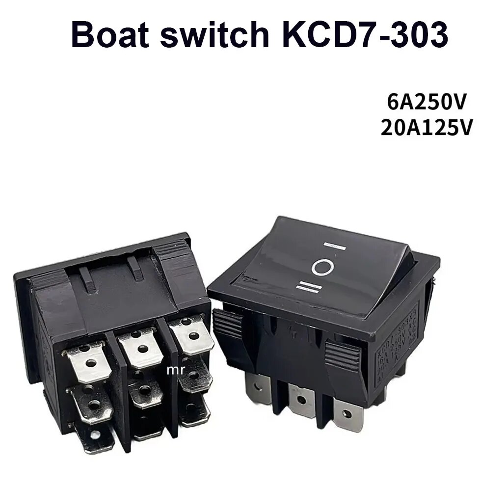 Переключатель KCD7-303 черный пластик 9-контактный 16A250V/20A125V