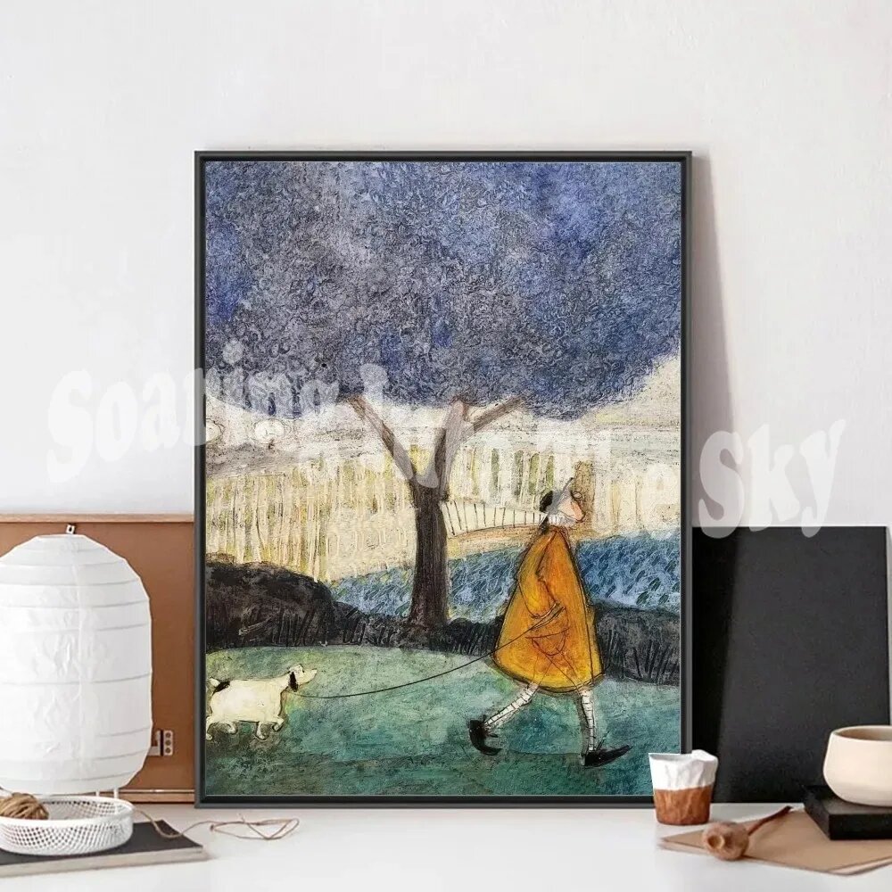 Постер "Абстрактный пейзаж с собаками" 20x30см, SY-666-9