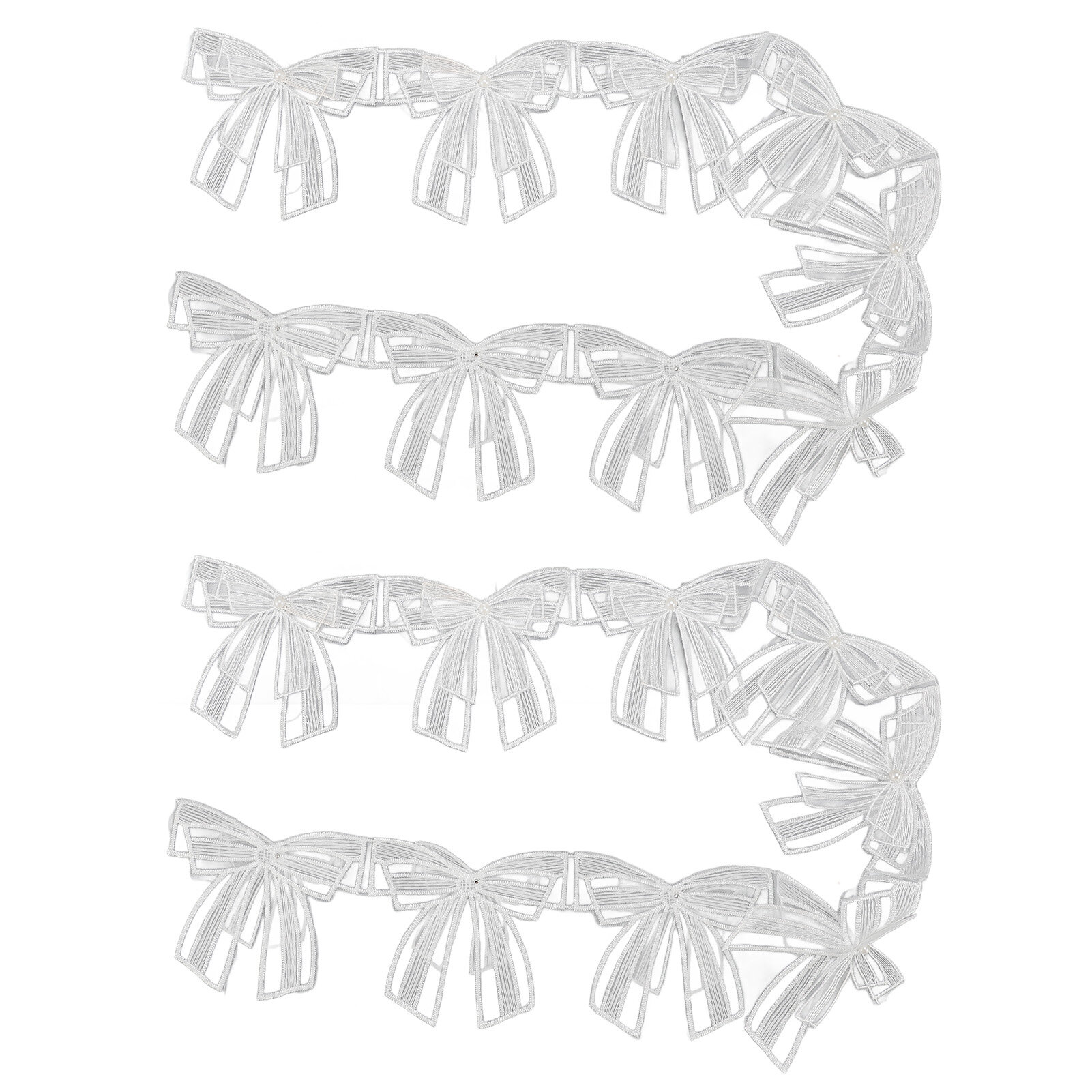 2 рулона вышитого кружева с бантом, мягкий, удобный, двухслойный, с сеткой и бисером, кружевной бант