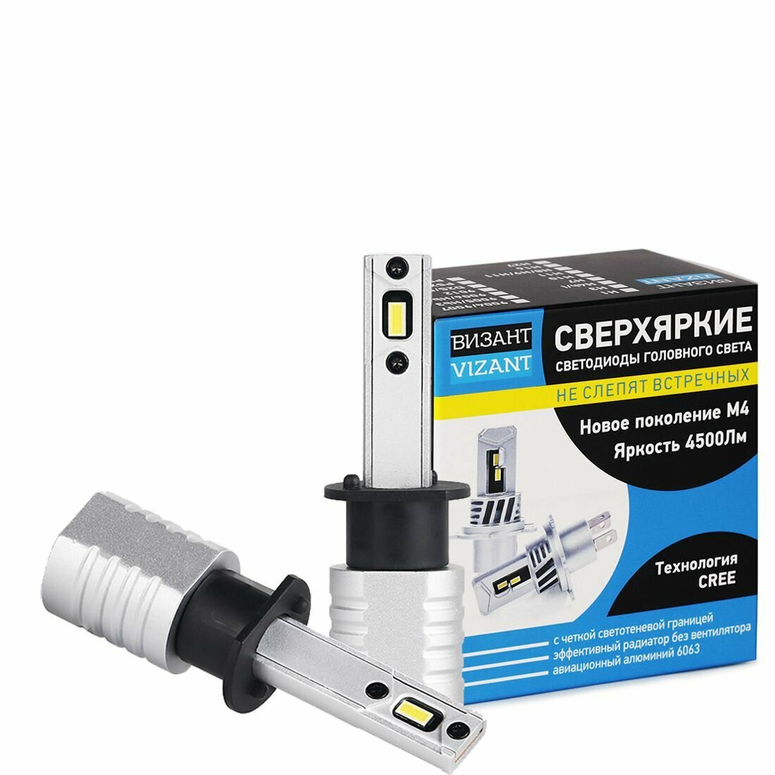 Светодиодные лампы Vizant M4 цоколь H1 с чипом CREE Tech 4500lm 5000k