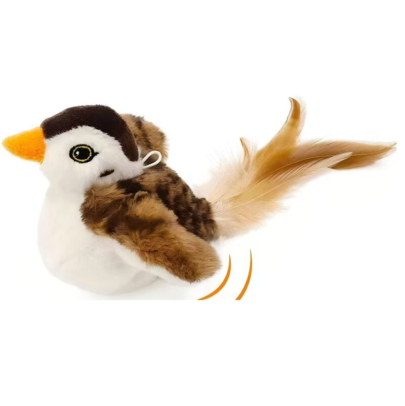 Интерактивная игрушка для кошек Белка с машущими крыльями перезаряжаемая, с чирикающими звуками и кошачьей мятой