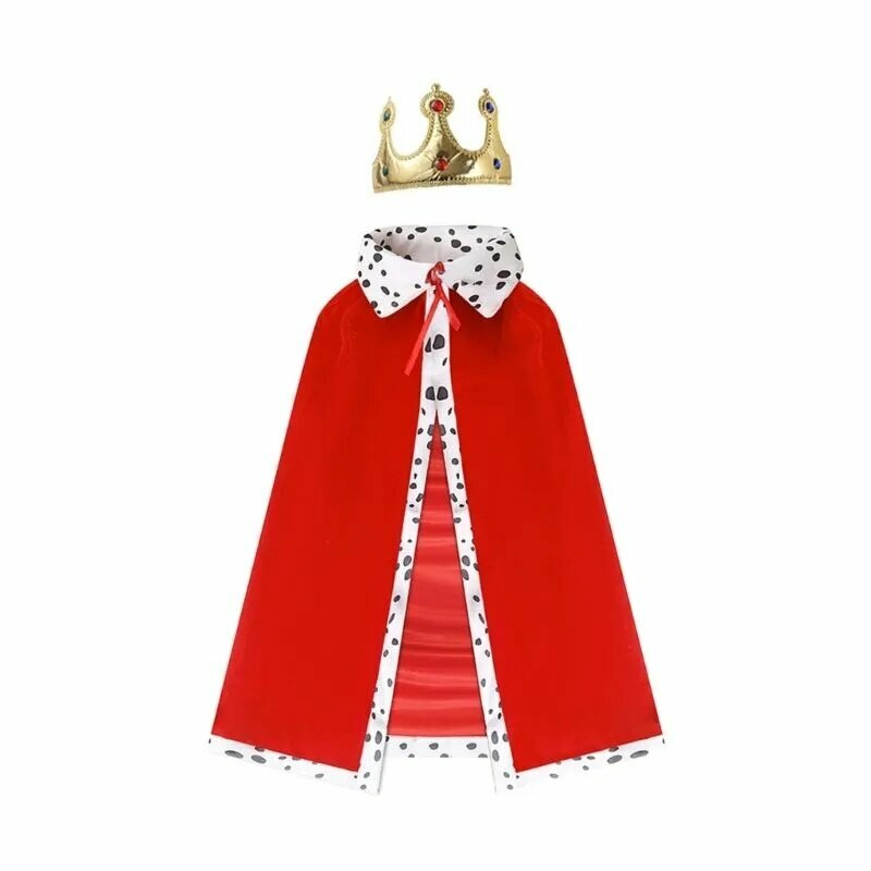 Игровой набор "Король Хэллоуина"-Красный Королевский Плащ, Золотая Корона-Дети
