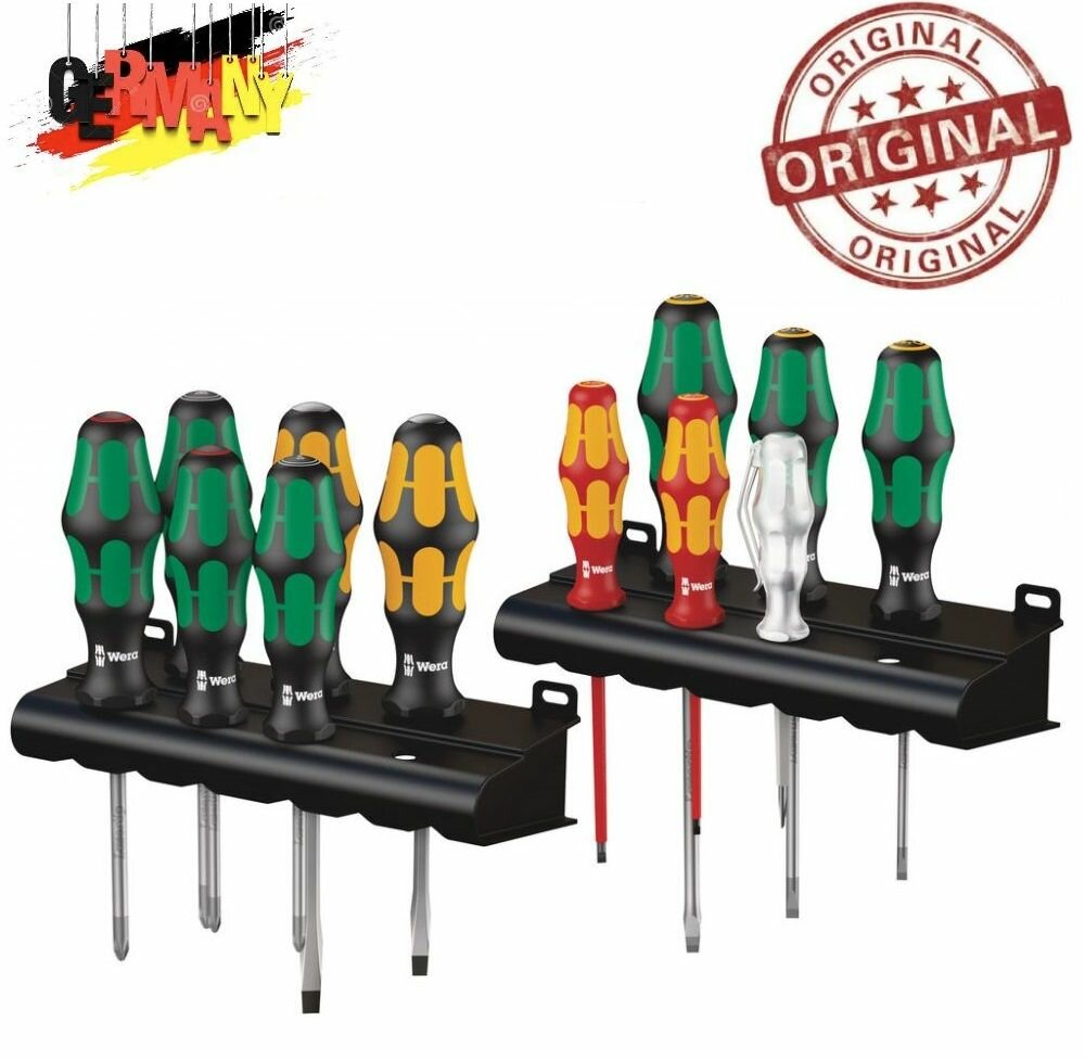 Набор отверток, 12 предметов + 2 подставки PH PZ SL Wera Kraftform XXL WE-051010 / 6350 0175 Fplus универсальный