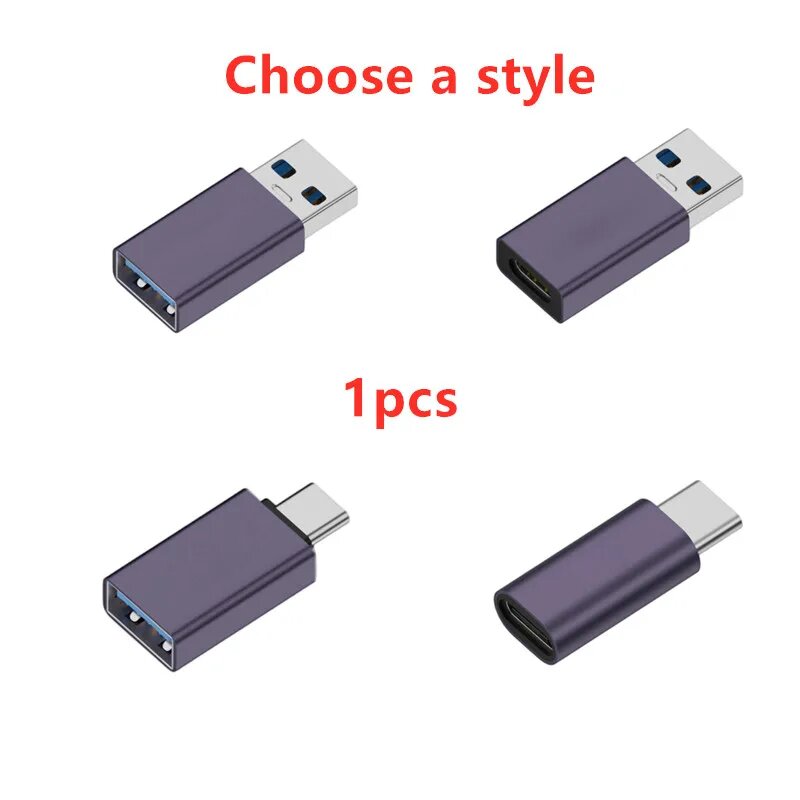 Адаптер USB-A на USB-C, блокиратор данных, серый/фиолетовый