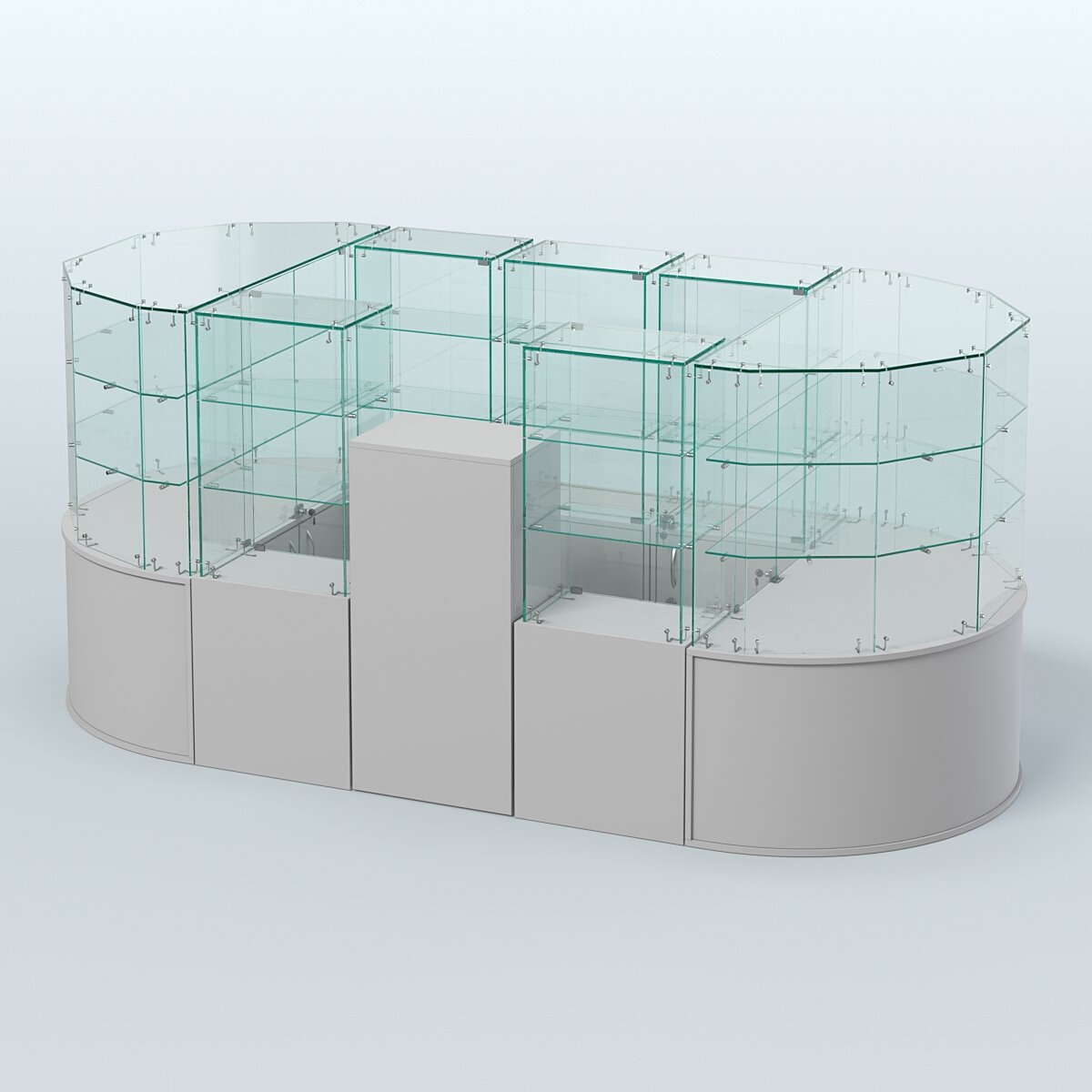 Круглый стеклянный островок-павильон серии кольцо овальный №2, Серый