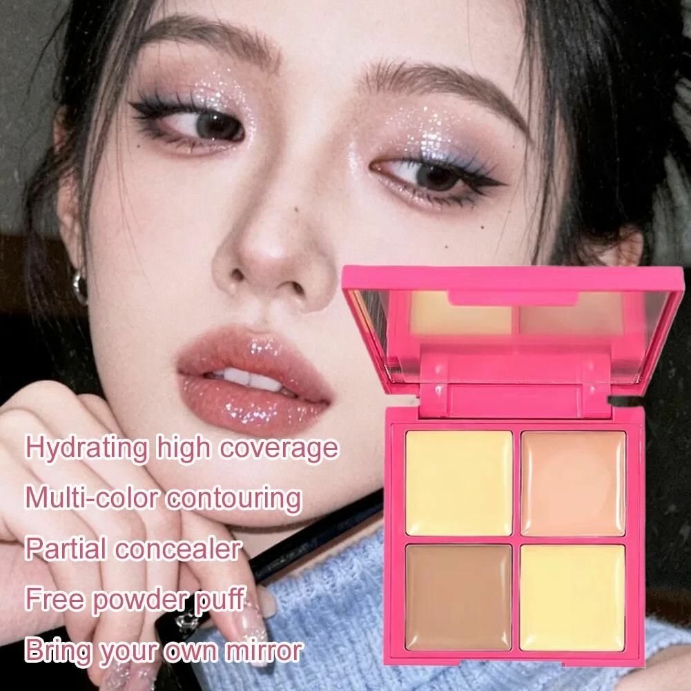 Палетка для контуринга 4 в 1 , матовый контур, хайлайтер и тени с шиммером, универсальная палитра для лица и глаз