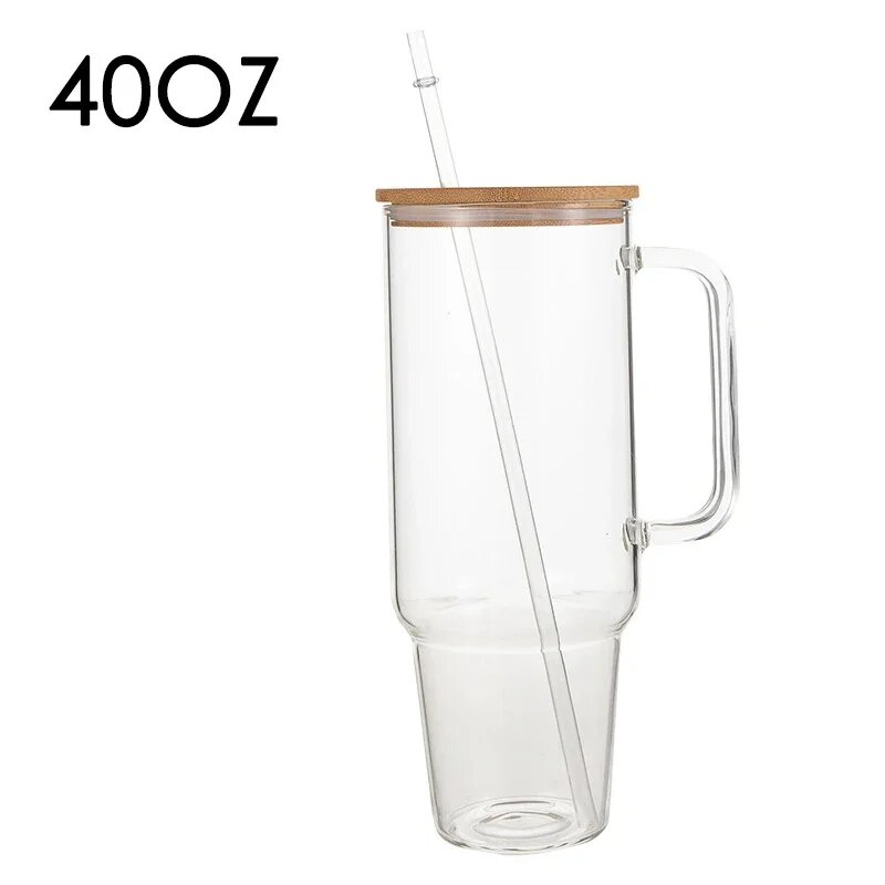 Стеклянный стакан с ручкой 40oz, прозрачный