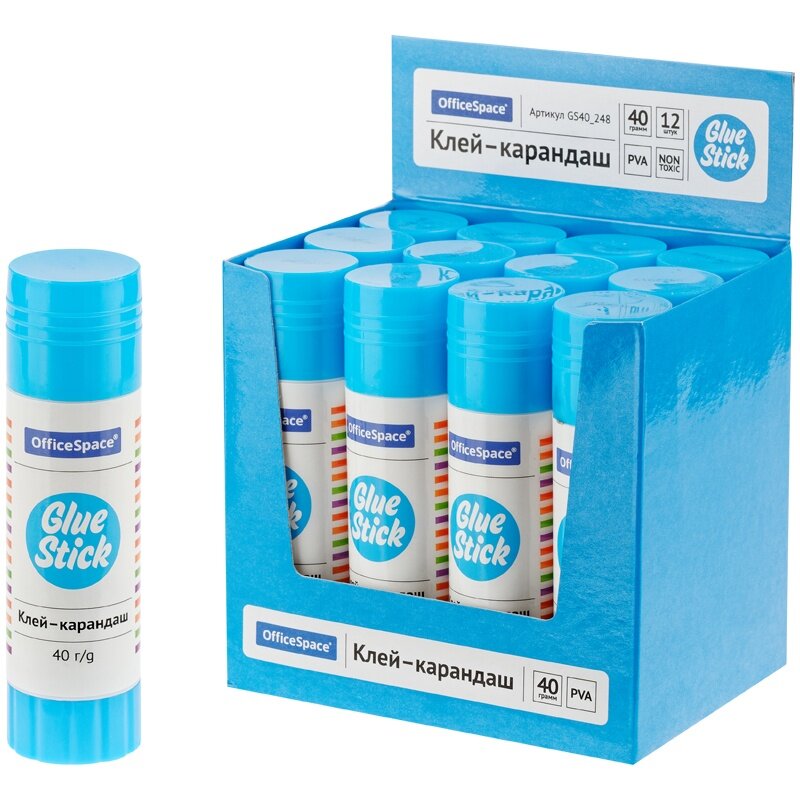Клей-карандаш OfficeSpace 40 г, дисплей (GS40_248)