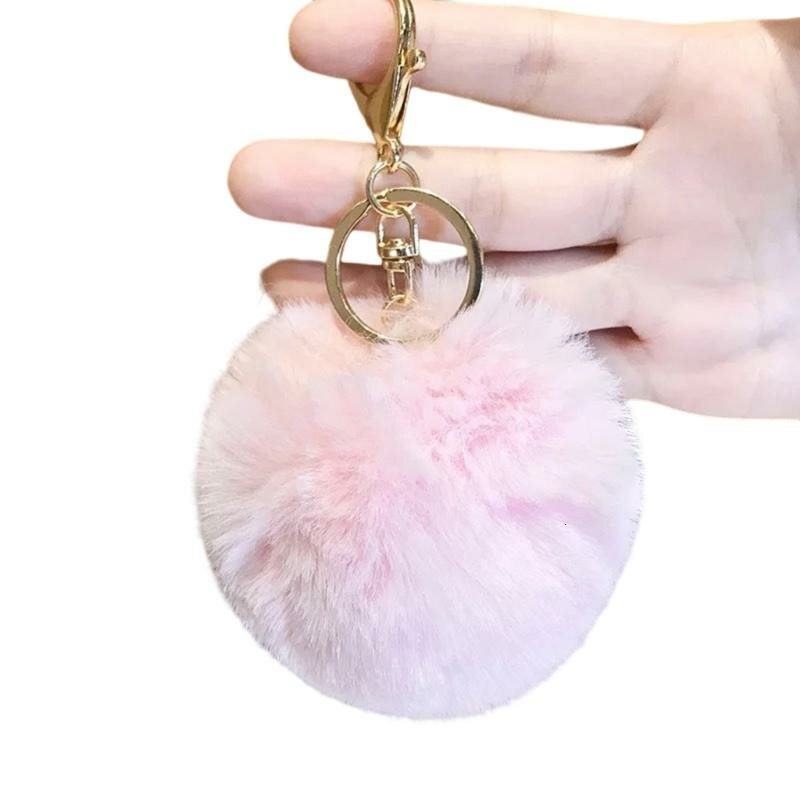 Пушистый брелок-помпон, Розовый