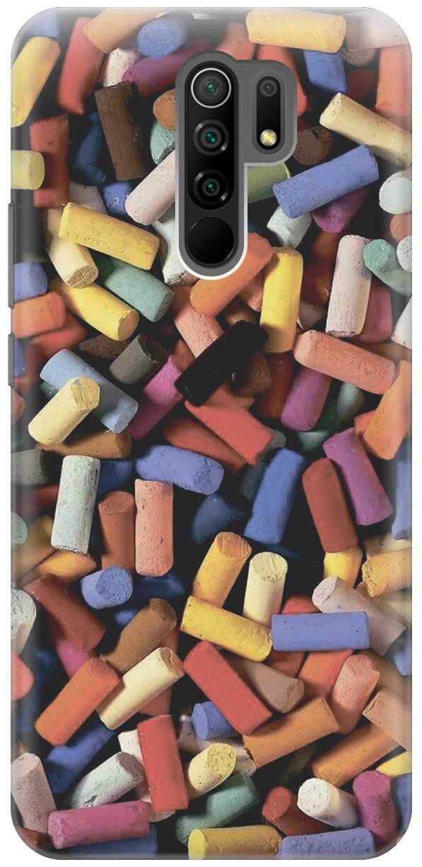 Силиконовый чехол Разноцветные мелки на Xiaomi Redmi 9 / Сяоми Редми 9