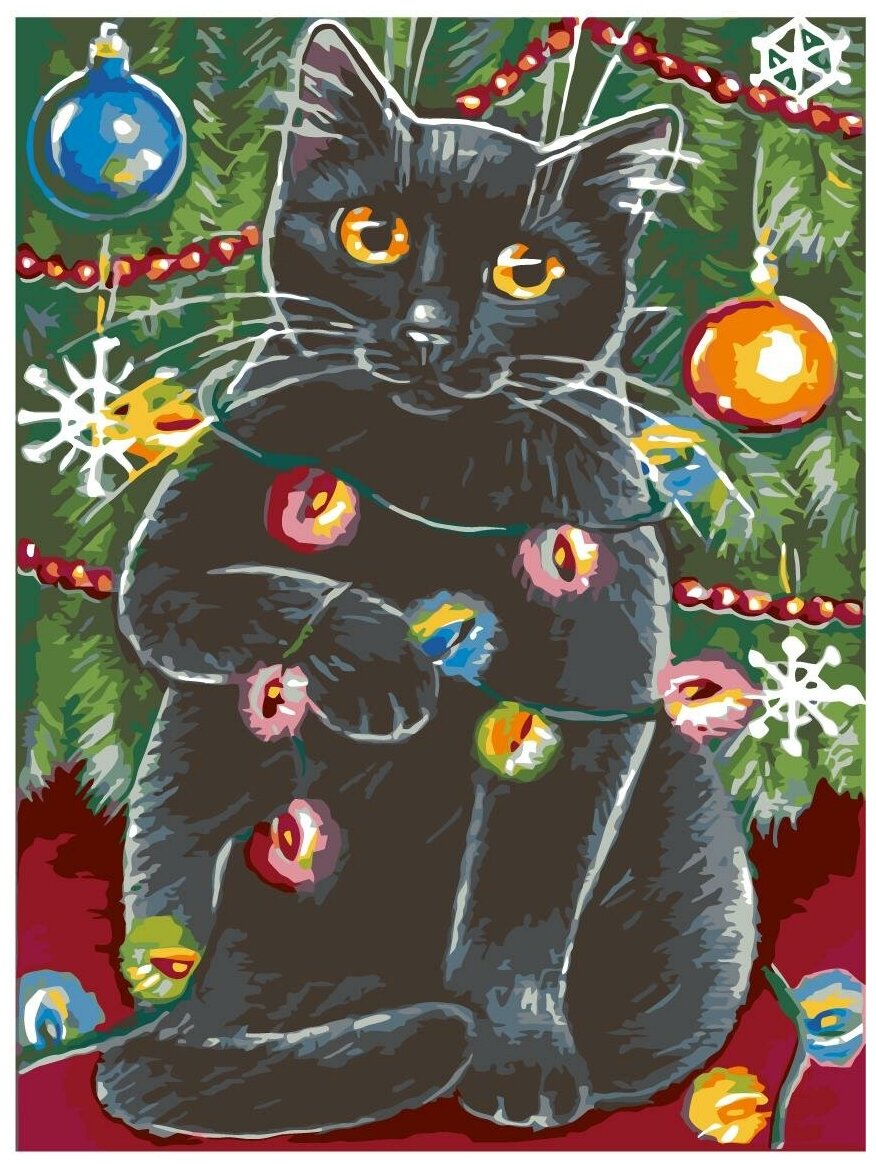 Украшаем елку Раскраска картина по номерам на холсте