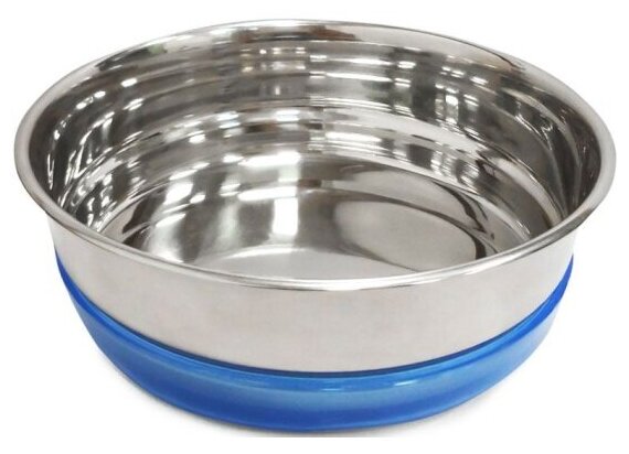 Миска для животных Triol металлическая с синей резинкой, 0,49л