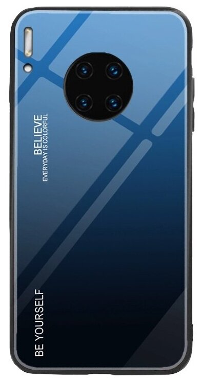 Чехол-бампер MyPads для Huawei Mate 40 Pro (NOH-NX9) стеклянный из закаленного стекла с эффектом градиент зеркальный блестящий переливающийся синий