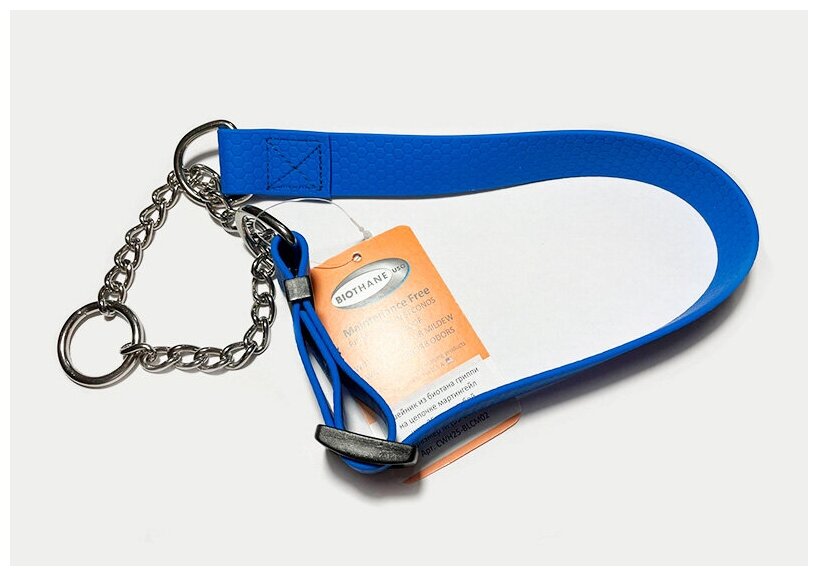 Ошейник из биотана гриппи на цепочке мартингейл шир.25 мм синий размер L