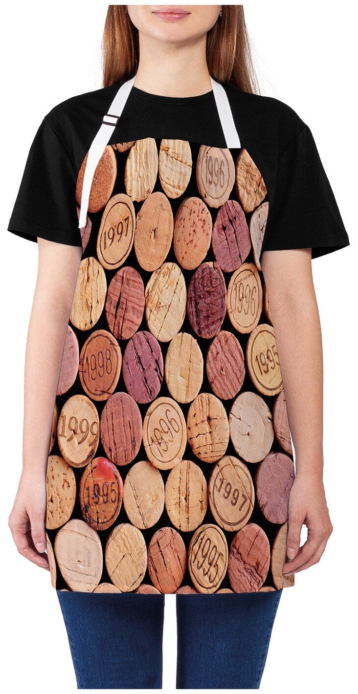 Фартук кухонный "Коллекция винных пробок", универсальный размер для женщин и мужчин, JoyArty