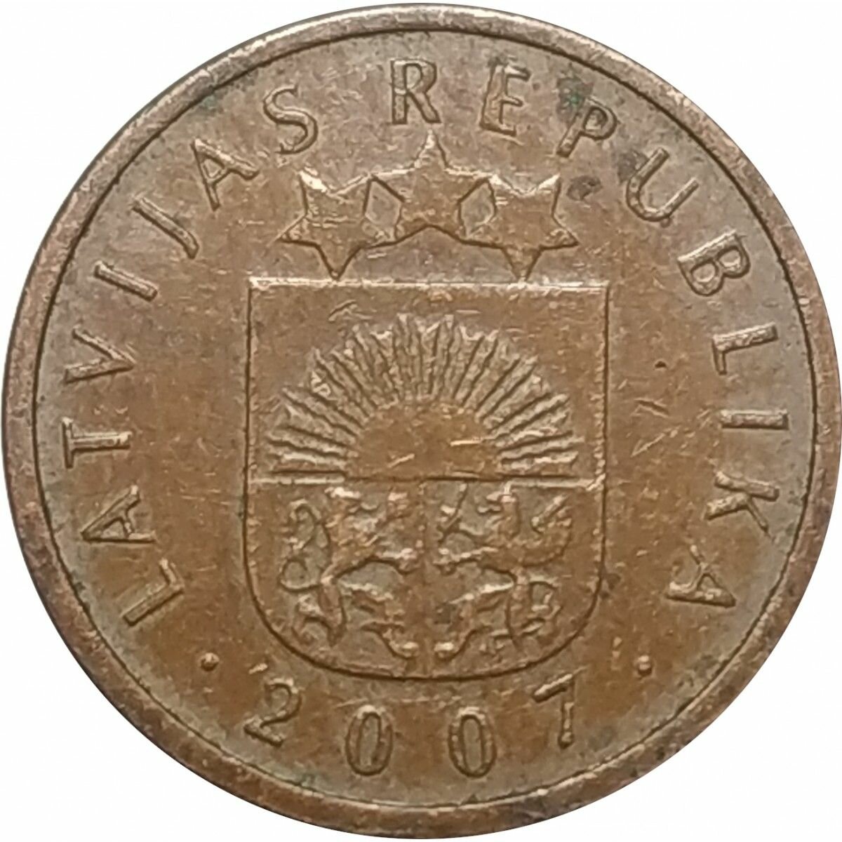 2 сантима 2007 Латвия из оборота