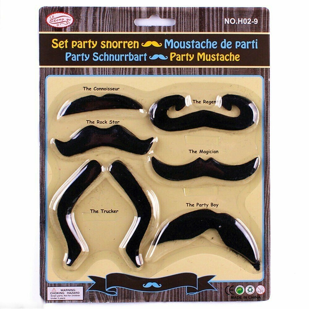 Набор усов карнавальный №1, 6 шт.