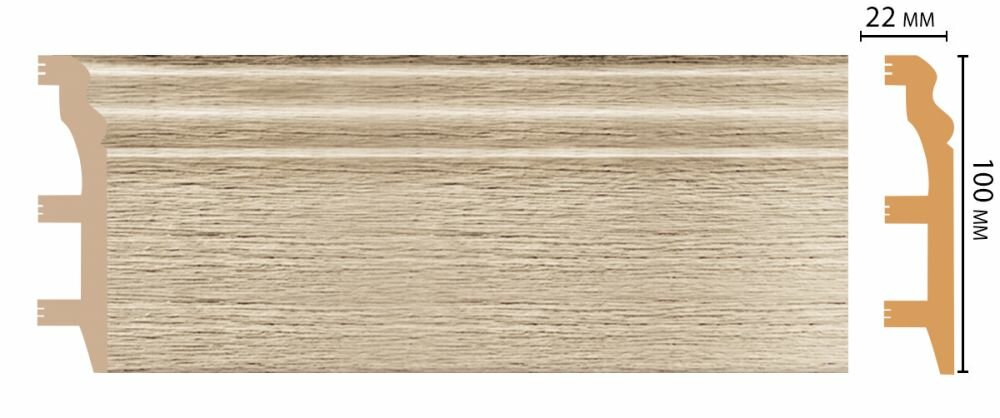 Плинтус Напольный Decomaster D232-72ДМ В100хШ22х2400 мм / Декомастер.