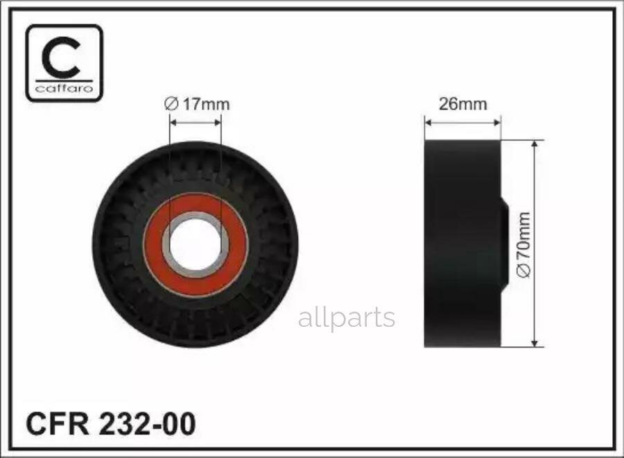 CAFFARO 23200 Ролик генератора натяжной BMW 3 5 серии X3 (E90 E60 E63 E84 E70) 2530D (без натяжителя)