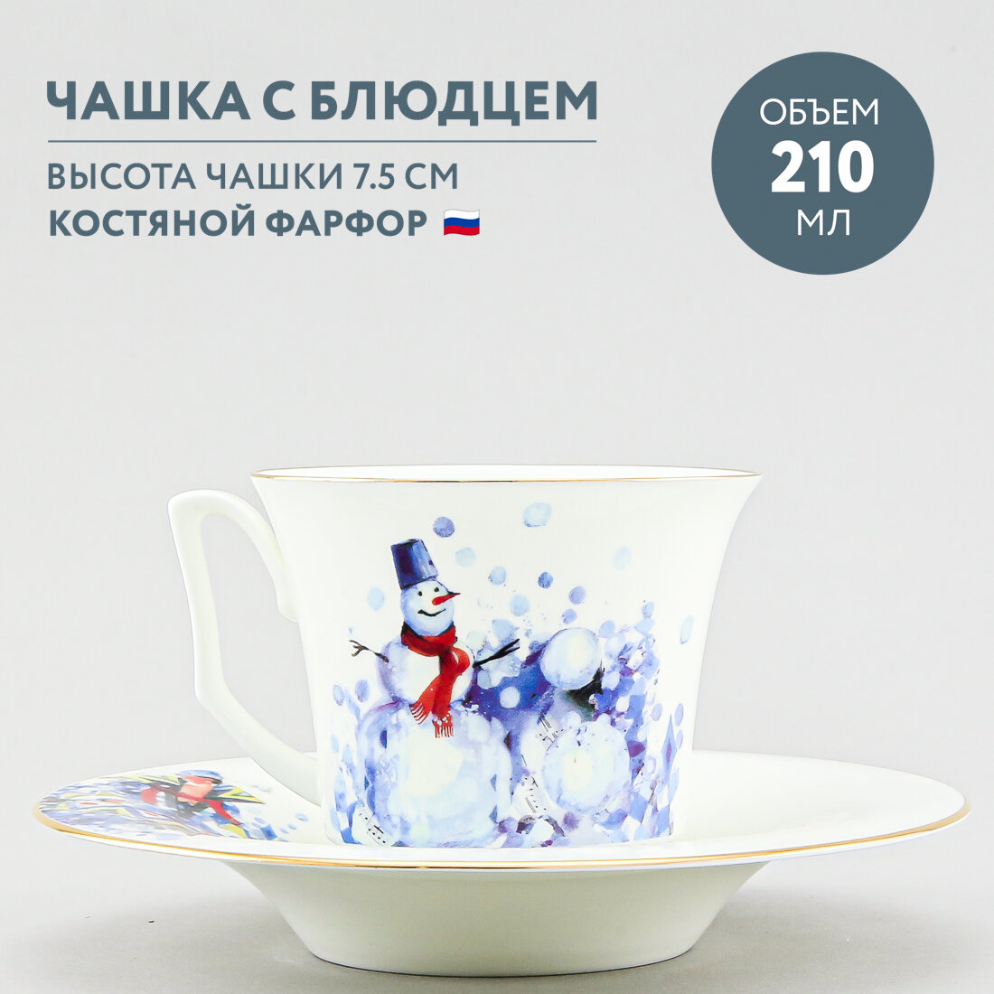 Чашка с блюдцем чайная Императорский фарфоровый завод Юлия Зима 210 мл