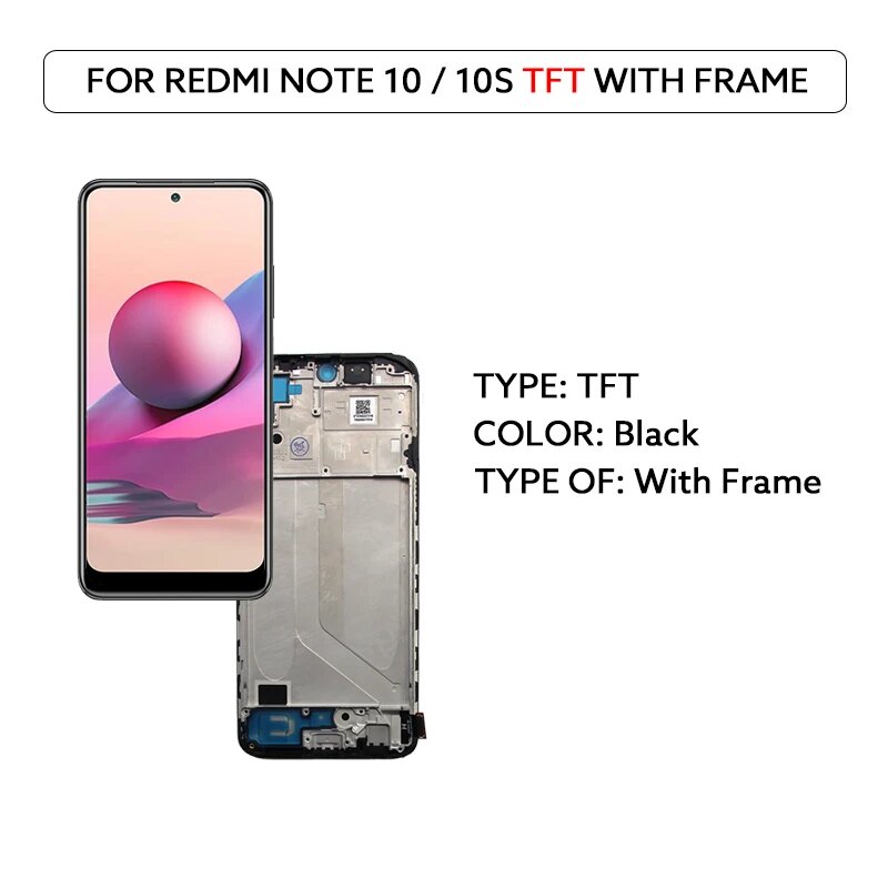 AMOLED ЖК-дисплей для Xiaomi Redmi Note 10 4G 10S ЖК-дисплей с цифровым TFT With Frame