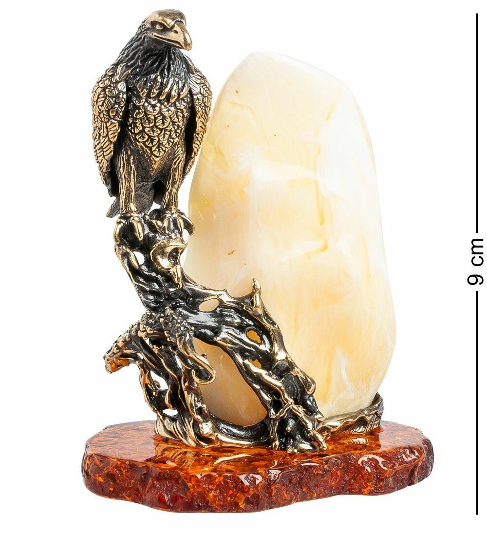 Фигурка 'Ворон у скалы' (латунь, янтарь)