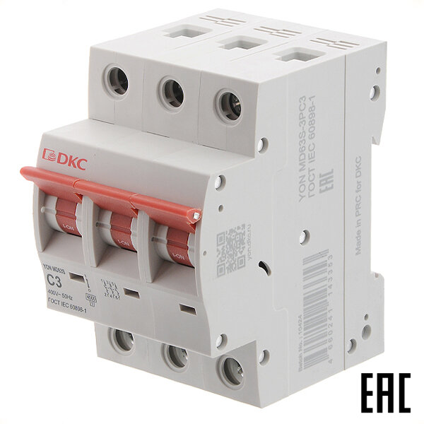 Автоматический выключатель YON max MD63S-3PC3 3А/3п/ 4,5кА на Din-рейку (ДКС)