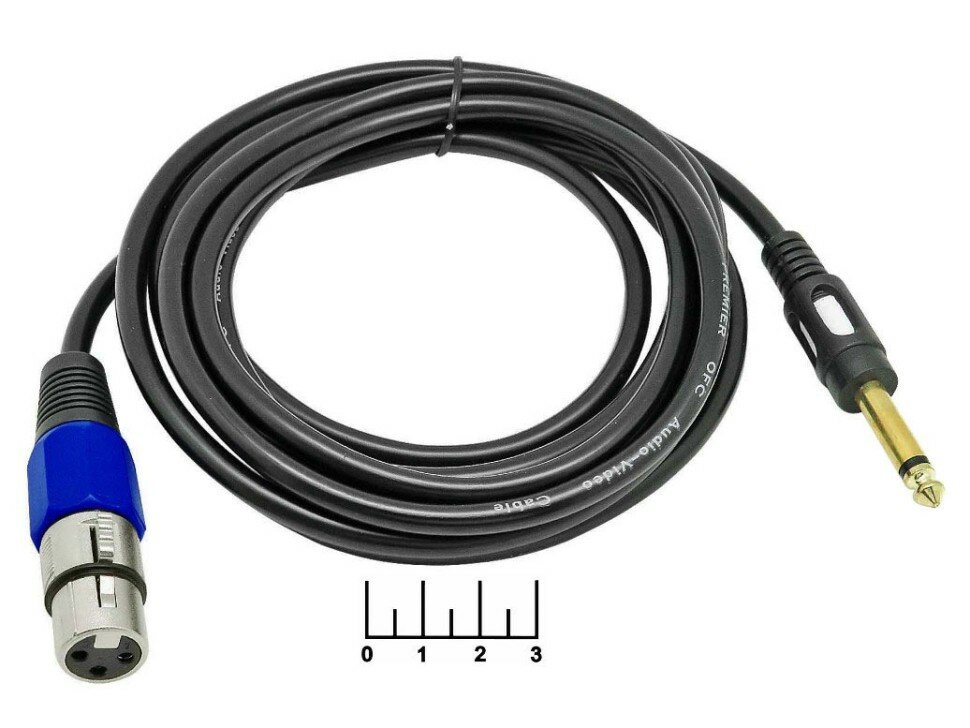 Шнур AUD 6.3 моно-XLR гнездо 3м металл пластик Premier (5-142)