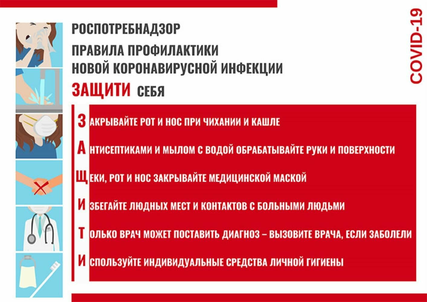 Плакат "Правила профилактики новой коронавирусной инфекции - защити себя"