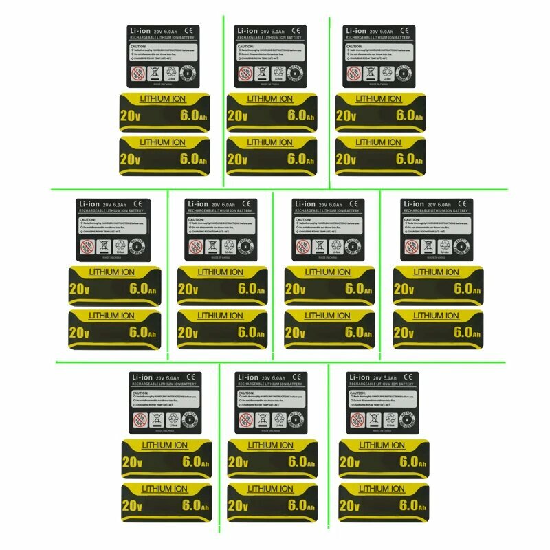 DCB200 Tag литий-ионный аккумулятор 20 В 6,0 Ач наклейка для DeWalt 18 В 20 В 6000 мАч литий-ионный аккумулятор с логотипом DCB206 DCB180 DCB186