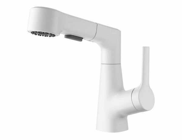 Смеситель для раковины с выдвижным изливом Wonzon&Woghand, Белый матовый