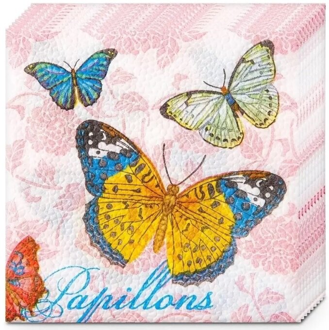 Салфетки бумажные DESNA Design 40шт 1слой Бабочки и цветы 24*24 см