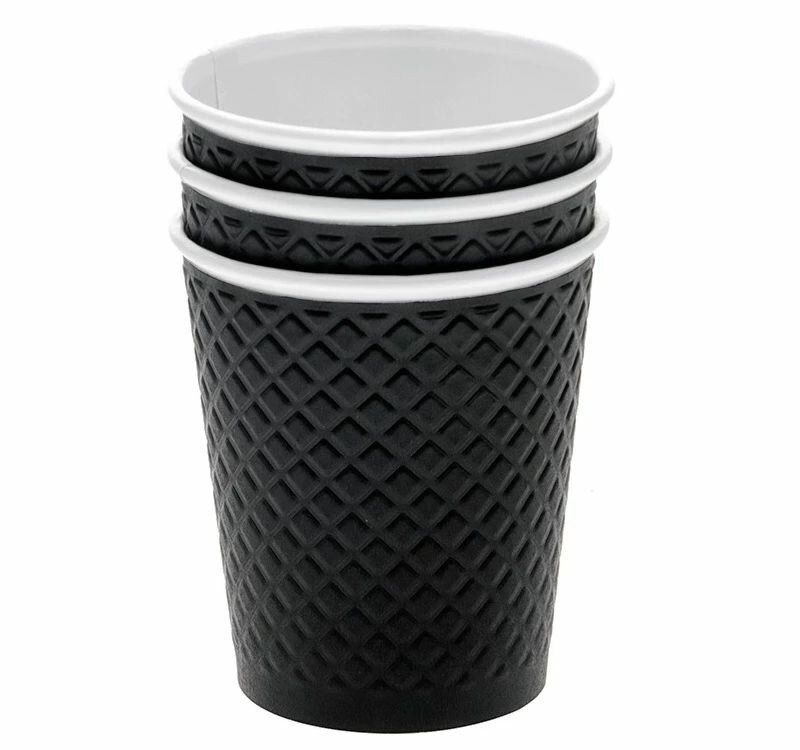 Набор стаканов картонных 250(280)мл d-80мм с конгревом черный 2-х слойный уп/25штдля горячего