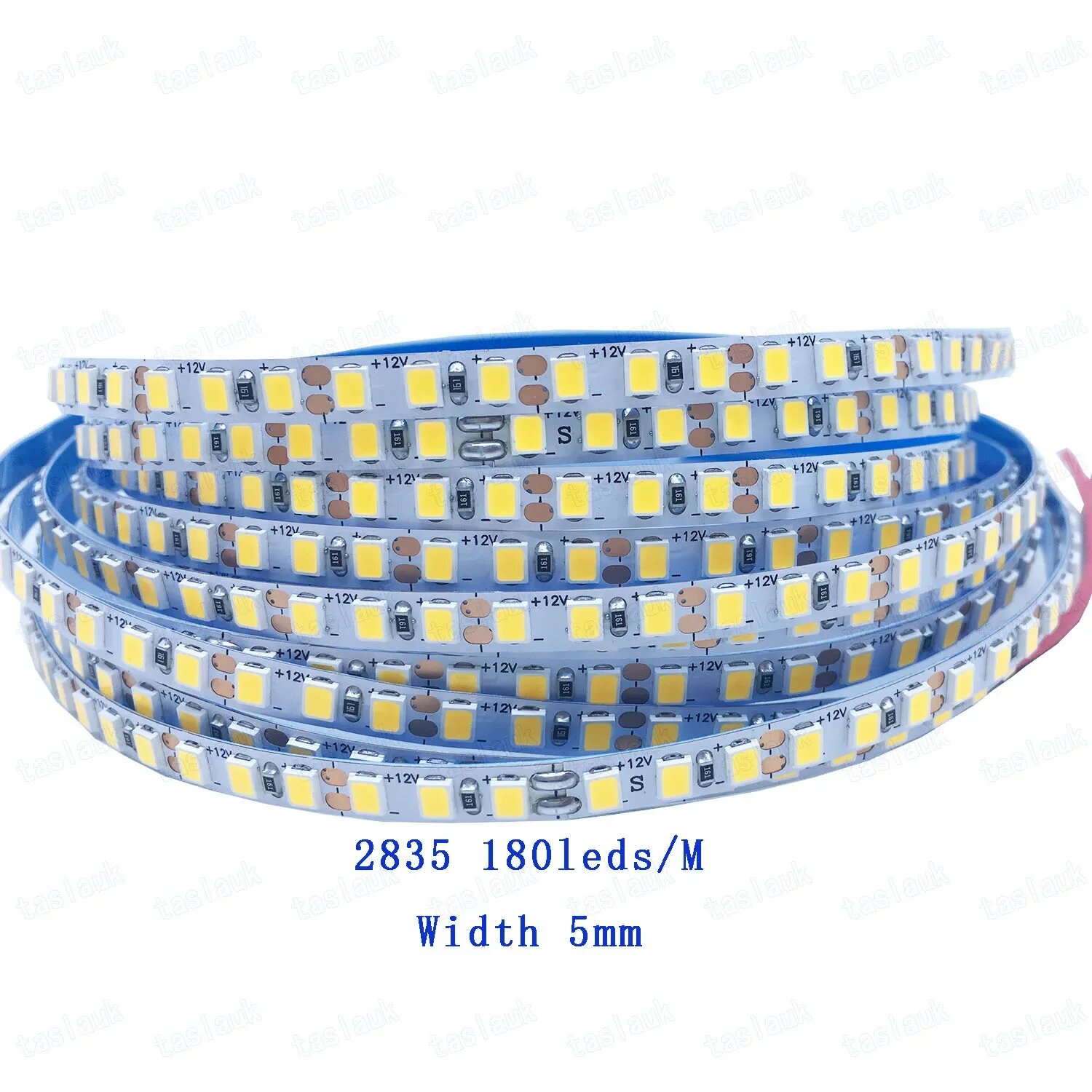 Светодиодная лента 12V, 2835, 180leds/м, 5mm, Белая, Синяя