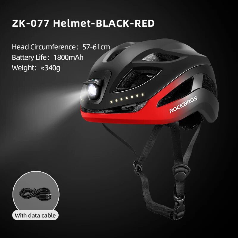 ROCKBROS Велошлем ZK-077 Black-Red, 57-61см