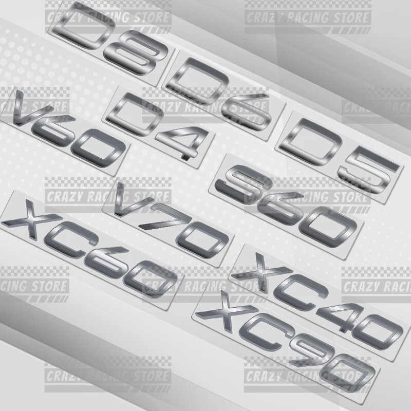 Автомобильные Значки для Volvo XC40 XC60 XC90 XC70 S60 V60 V70 S90 V40 AWD D3 D4 D5 D6 D7 D8 Яркая Серебряная эмблема заднего багажника металлическая наклейка XC70