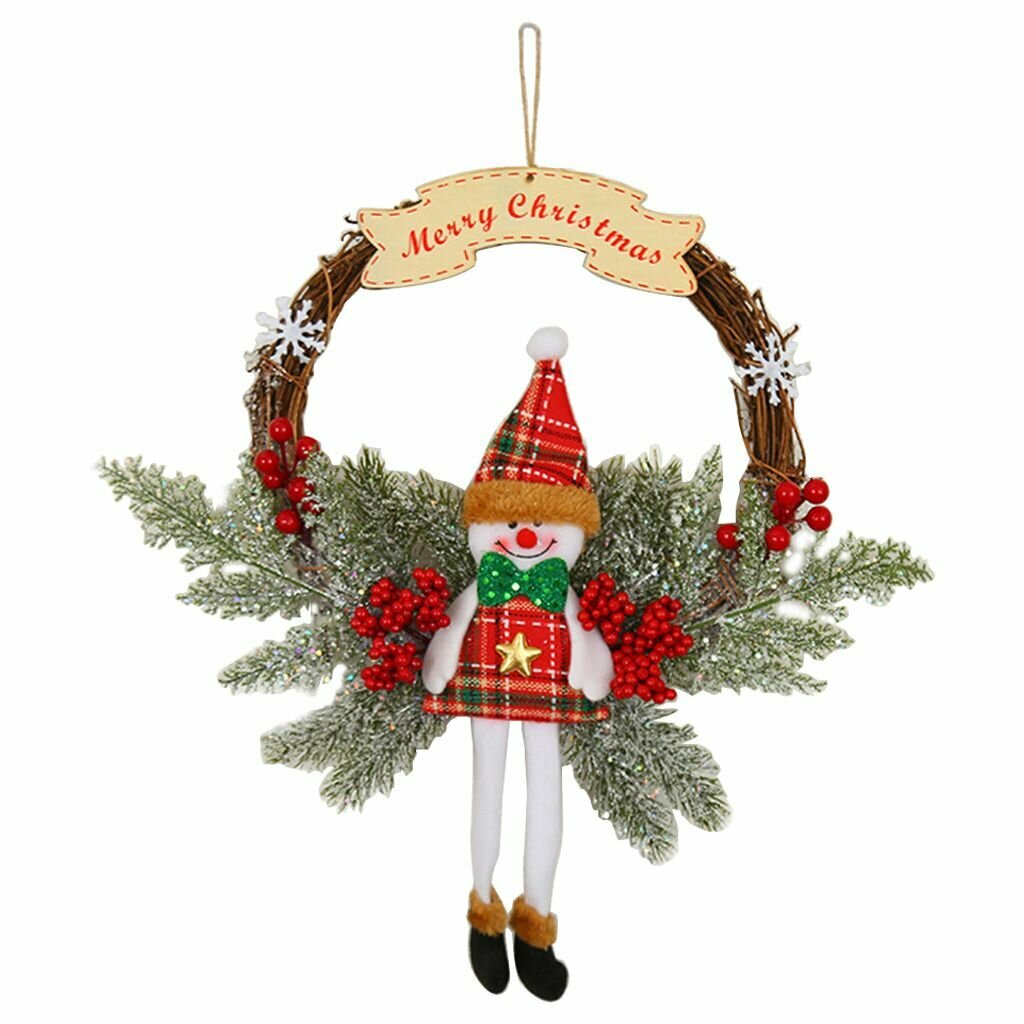 Рождественская гирлянда Из Ротанга Для Украшения-2 Снеговика