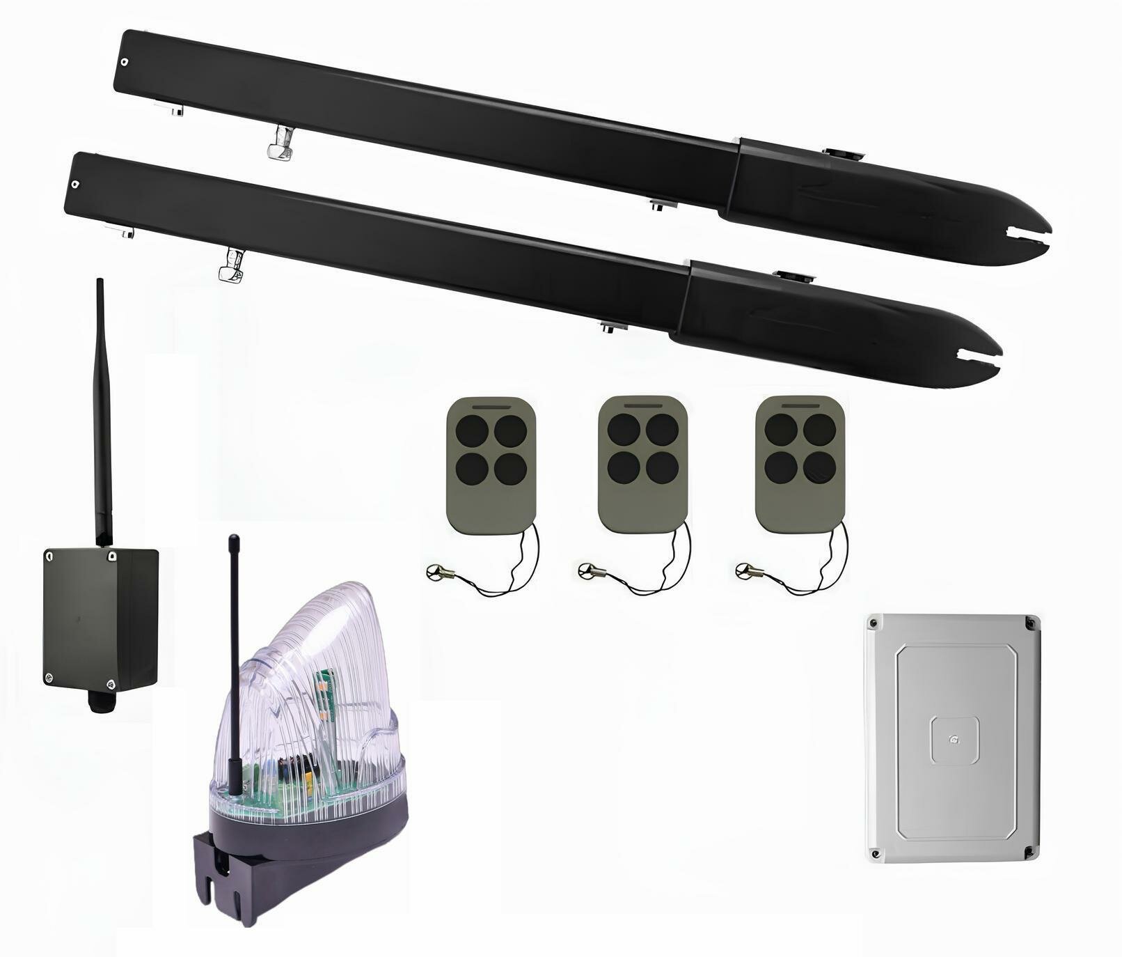 Автоматика для распашных ворот KSW-3000 L-T3-5K-BT, комплект: 2 привода, блок управления, 3 пульта, лампа, Bluetooth-модуль