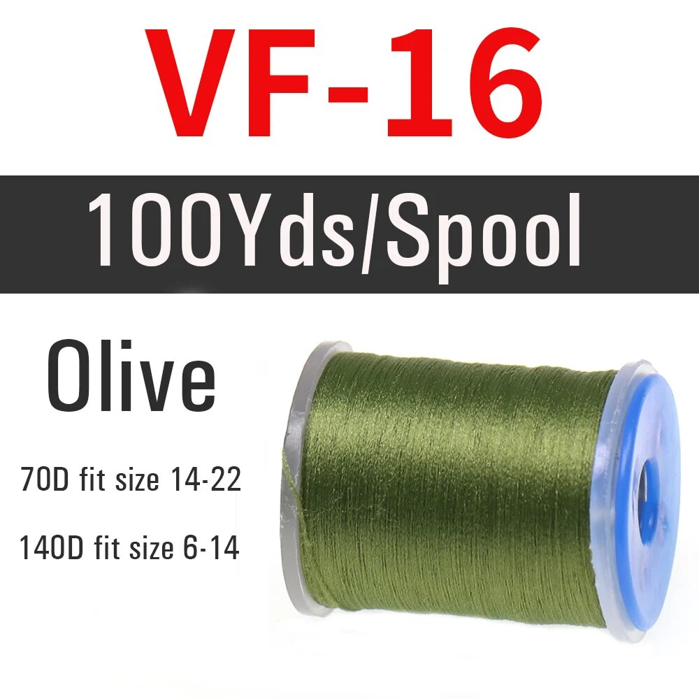 Нить для вязания мух VF-16 Olive, 70D/140D, 100Yds