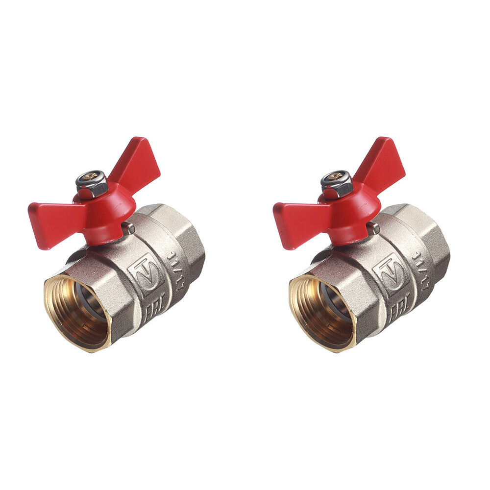 Кран шаровой латунный Base 1 ВР х 1 ВР бабочка прямой (VT.217. N.06) (2 шт.)