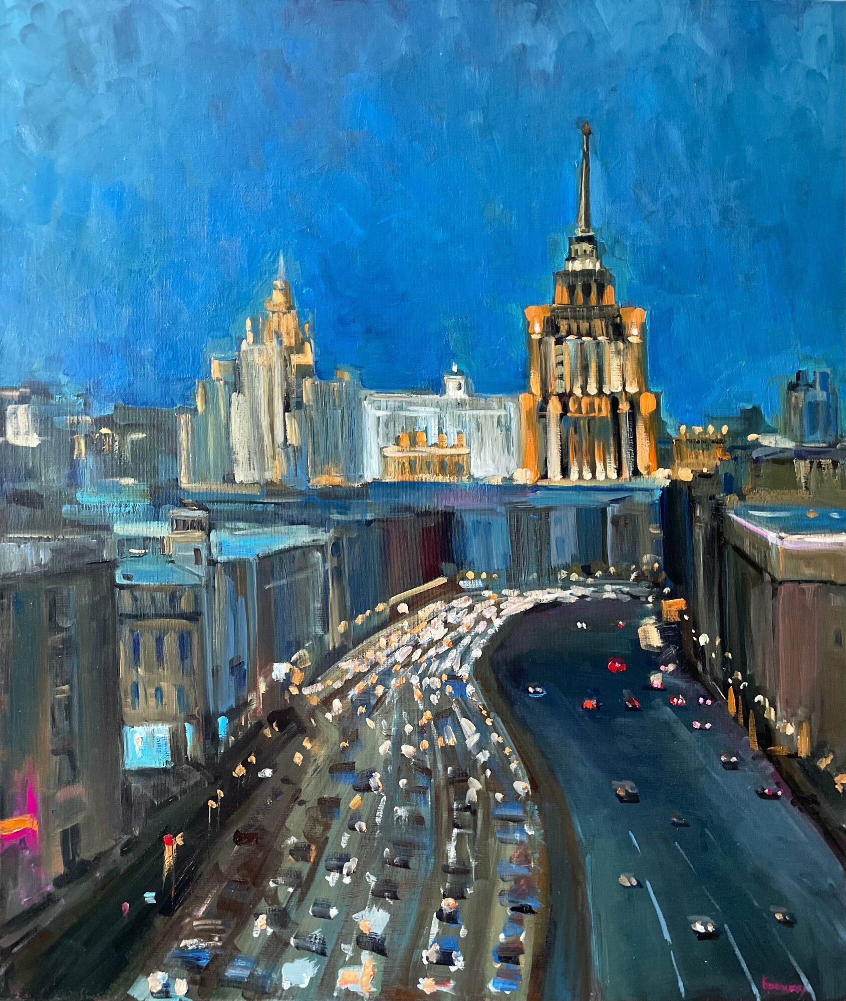 Картина маслом на холсте «Вечерняя Москва»