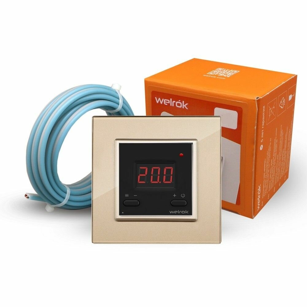 Умный термостат Welrok AZ Wi-Fi для теплого пола, черный встраиваемый в рамку Livolo, сенсорное управление, датчик 3 м