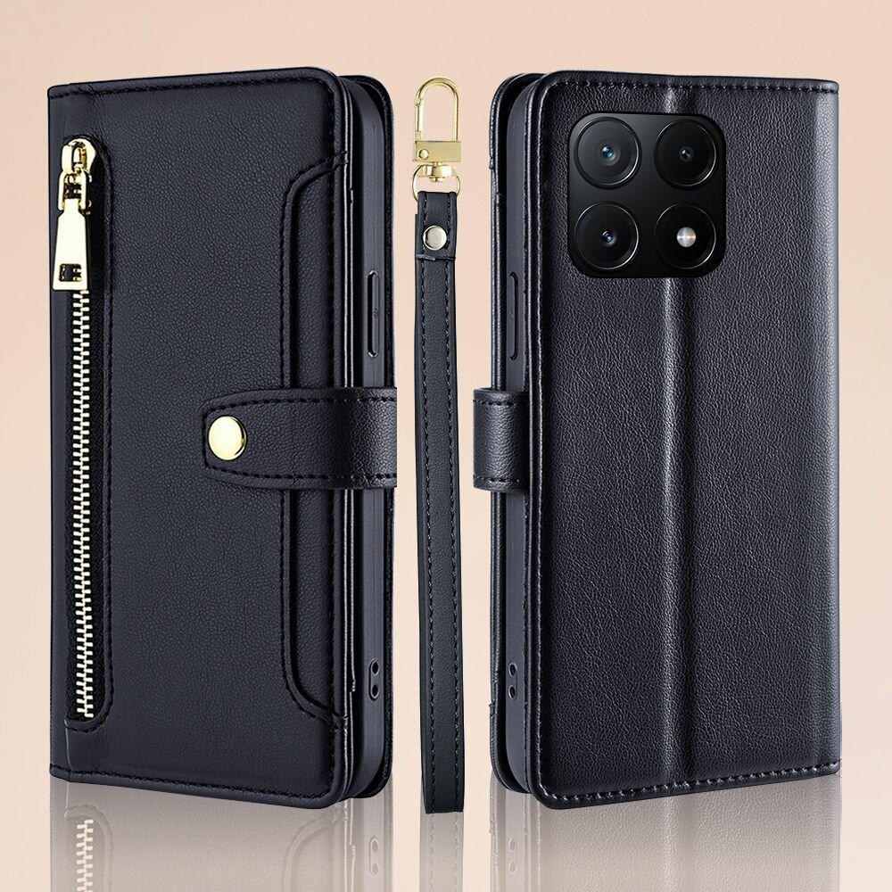 Чехол книжка на Xiaomi Poco X6 Pro 5G/ Чехол подходит для Ксиаоми Поко Х6 Про 5 Джи, Сяоми Поко Икс 6 Про 5Г, магнитным замком, черный