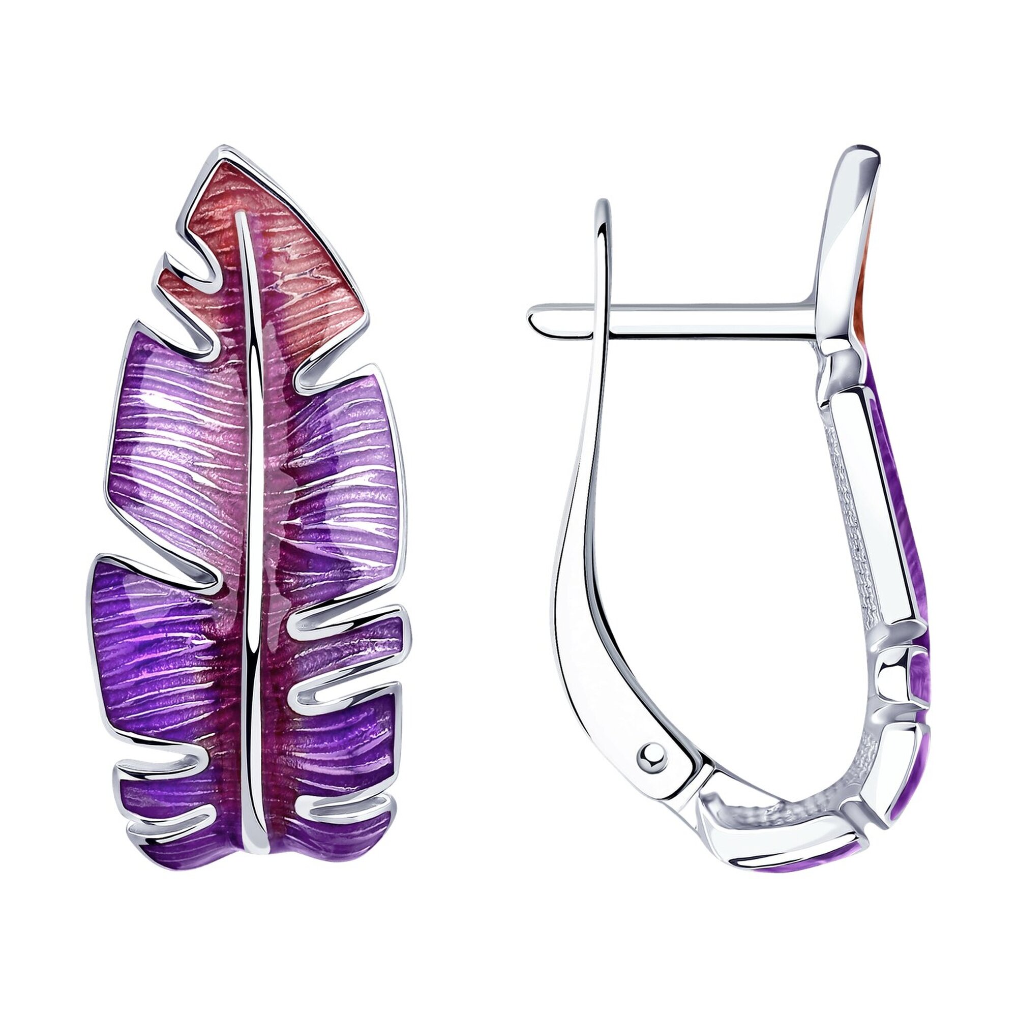 Серьги, серебро, 925 проба, родирование, эмаль