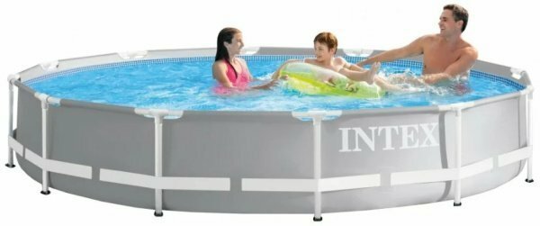 Каркасный бассейн Intex 366x76 см Prism Frame серый, фильтр-насос