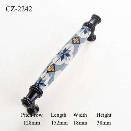 Ручка для двери CZ-2242, синяя керамика, 128 мм