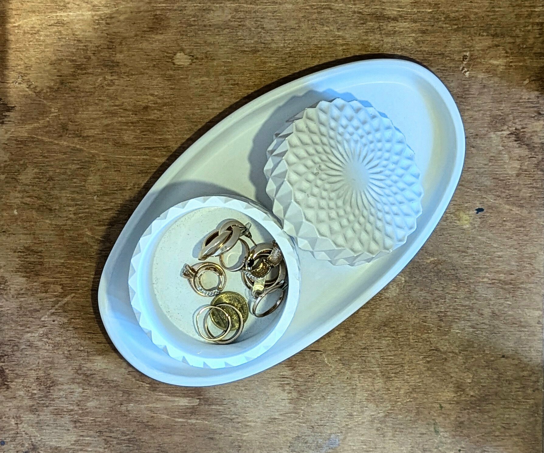 Подарочный набор для интерьера из гипса "Поднос и шкатулка без обработки