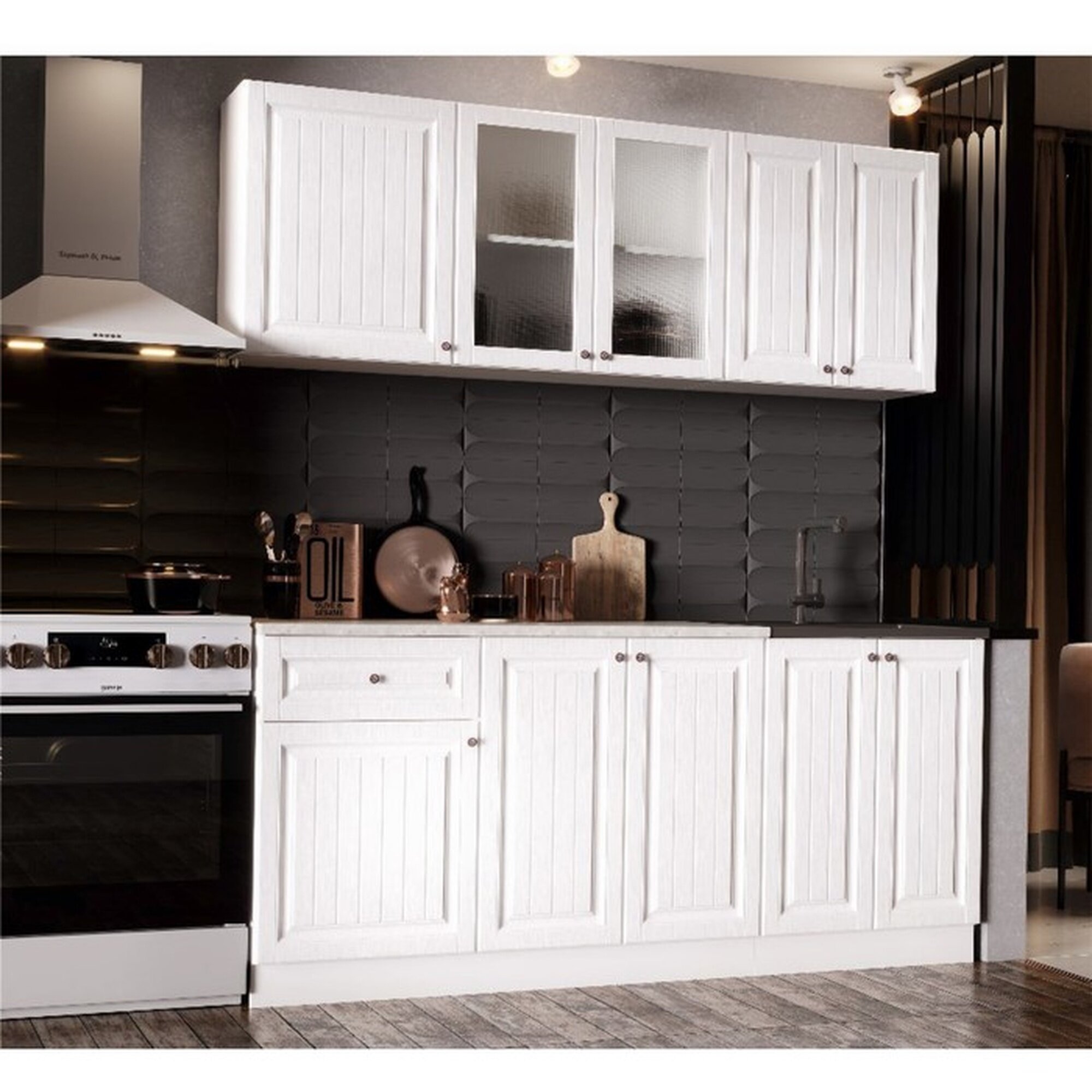 Кухонный гарнитур Сима-ленд "Хозяюшка", МДФ, 180 см, акация белая