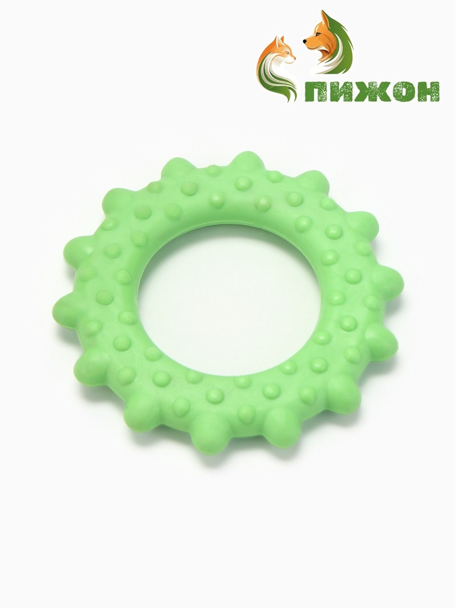 Игрушка жевательная Пижон "Кольцо с шипами", для собак, TPR, зеленая, 8.5 см