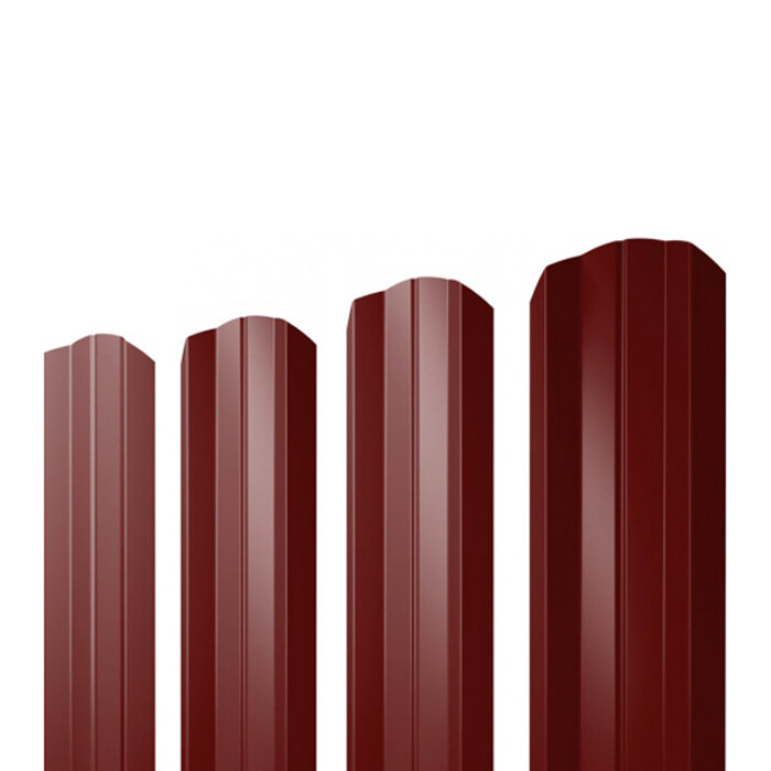 Евроштакетник Волна фигурный рез 96х1200 Красное вино Ral 3005 упаковка 10шт